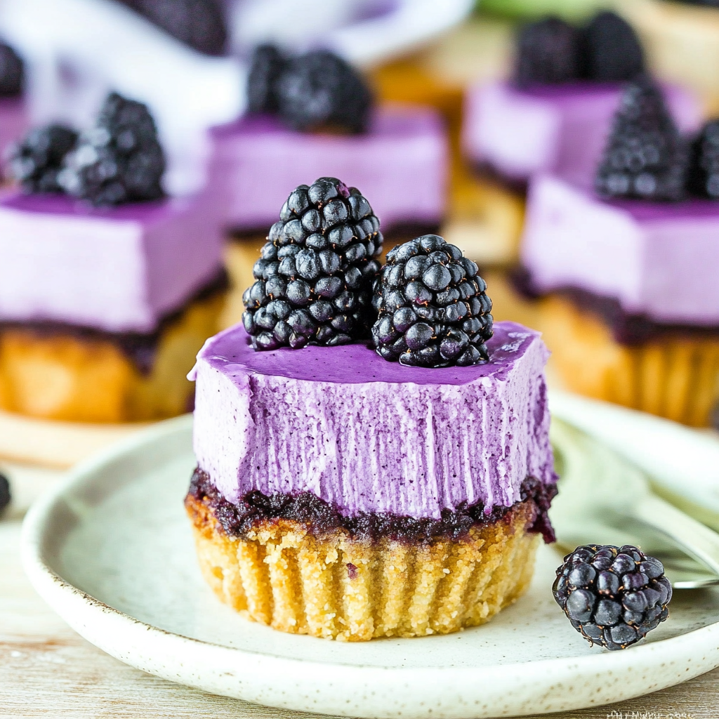 Mini Blackberry Lavender Cheesecakes